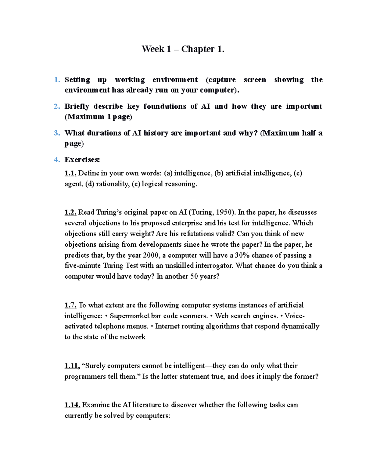 1 Week 1 - Chapter 1 1 - AI bai tap tuan - Week 1 – Chapter 1. 1. Setting up working environment ...