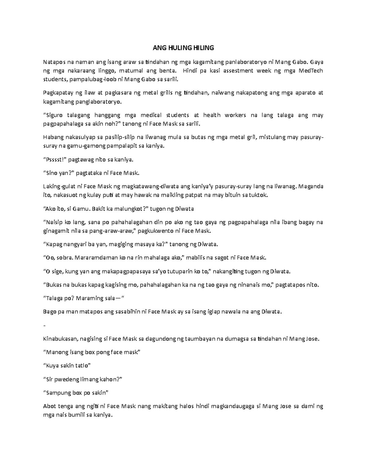 ANG Huling Hiling - FHTDJRTKMKIULO GHJRK78K - ANG HULING HILING Natapos ...