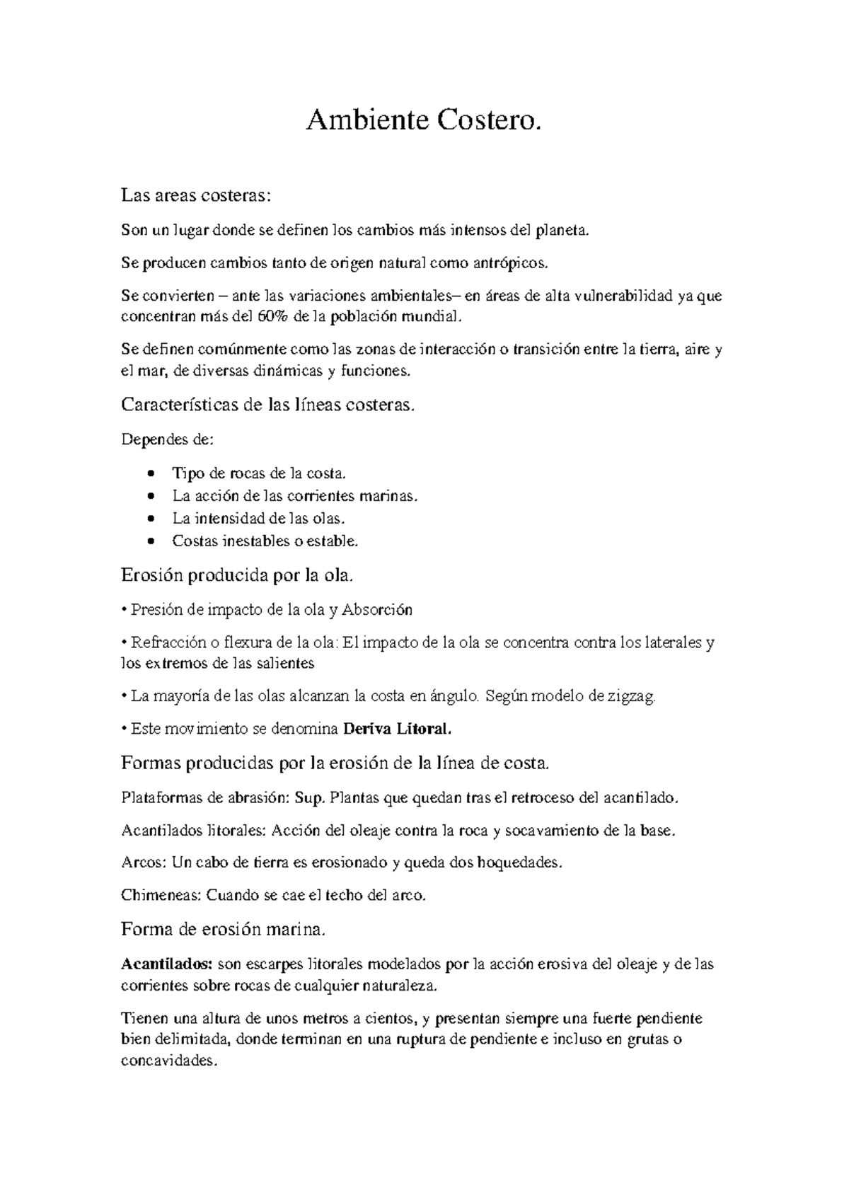 Ambiente costero - Las areas costeras: Son un lugar donde se definen ...