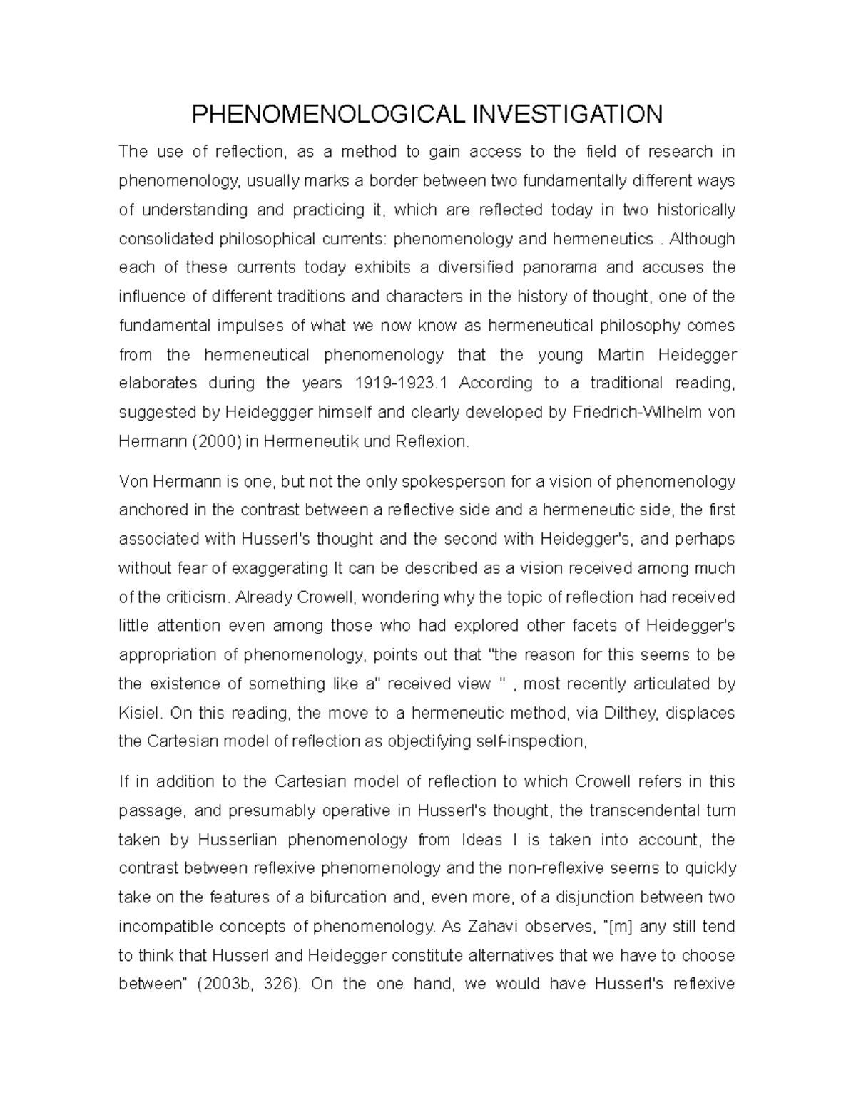 Phenomenological Investigation - PHENOMENOLOGICAL INVESTIGATION The use ...