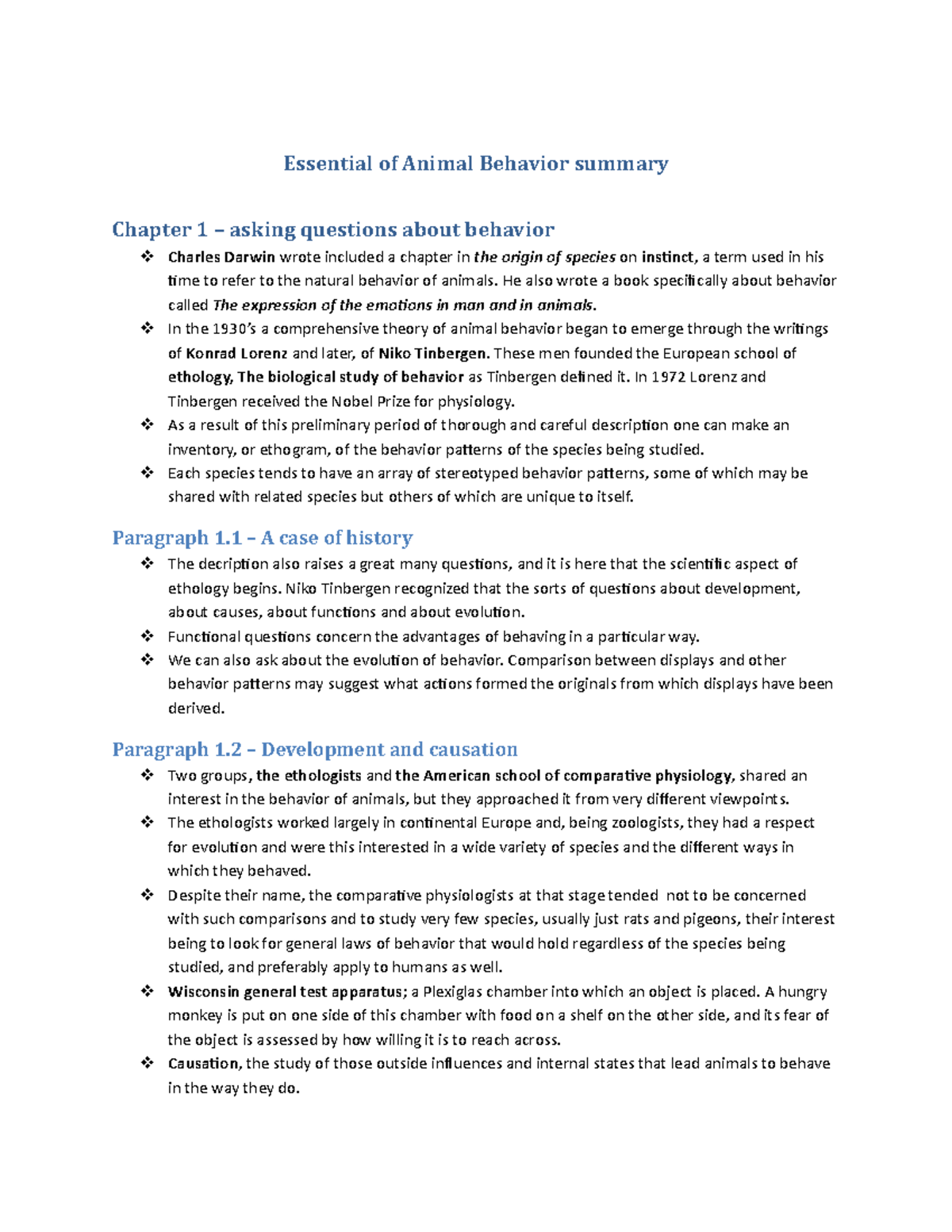 Essentials of animal behavior (short summary) - Essential of Animal ...