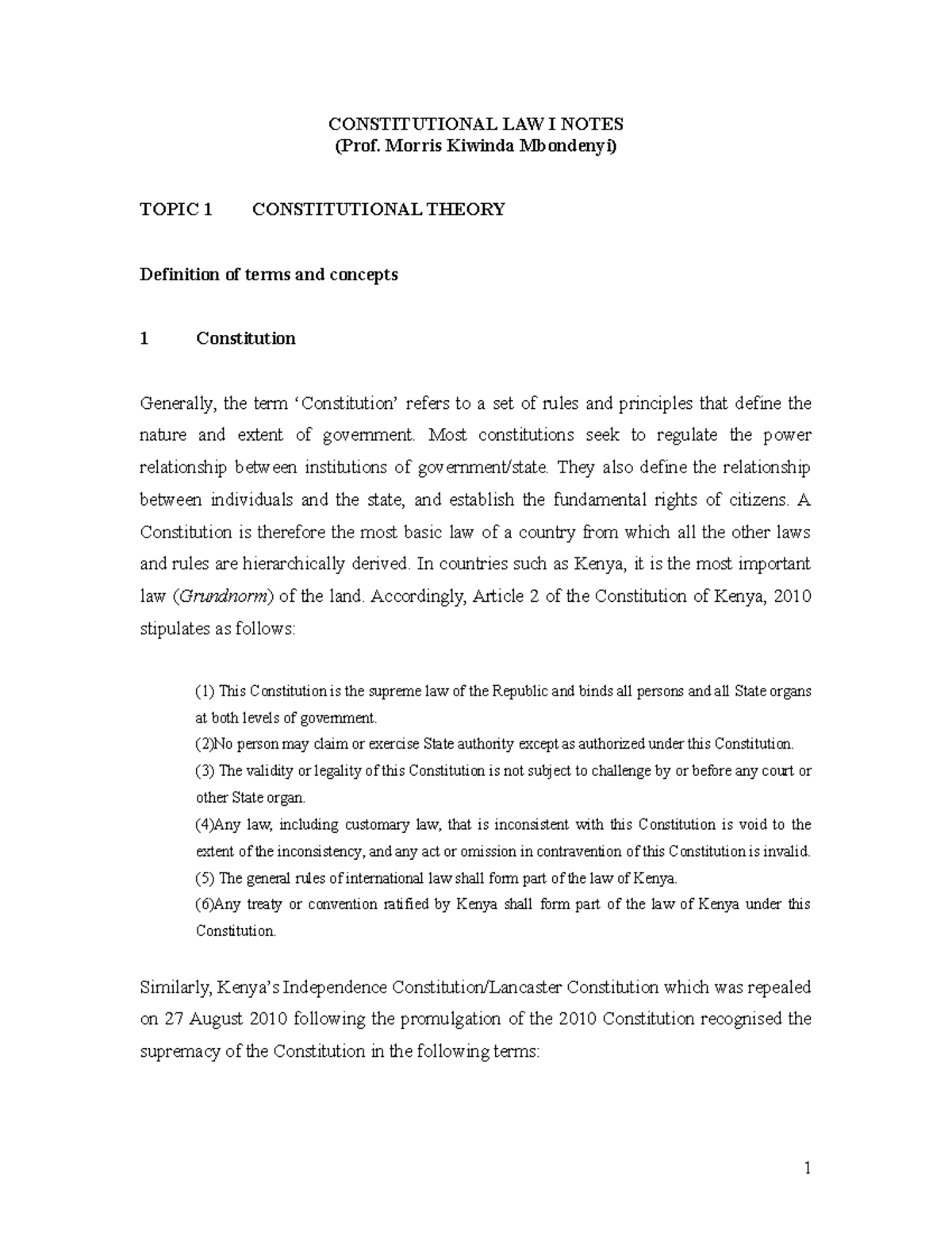 Constitutional Theory Notes - CONSTITUTIONAL LAW I NOTES (Prof. Morris ...