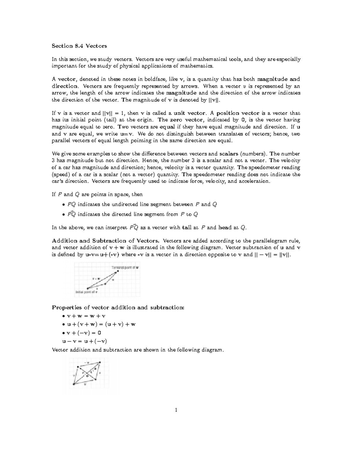 36. ss 8 4 - Notes - Section 8 Vectors In this section, we study ...