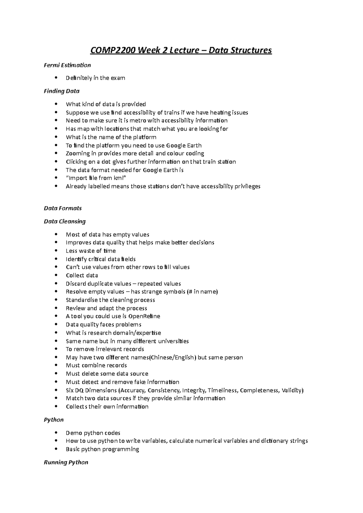 COMP2200 - Week 2 Data Structures - COMP2200 Week 2 Lecture – Data ...