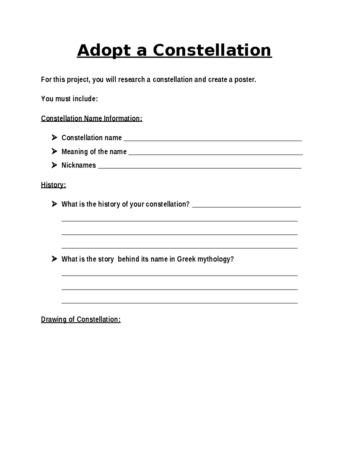 Adopt a Constellation-3 - Adopt a Constellation For this project, you ...