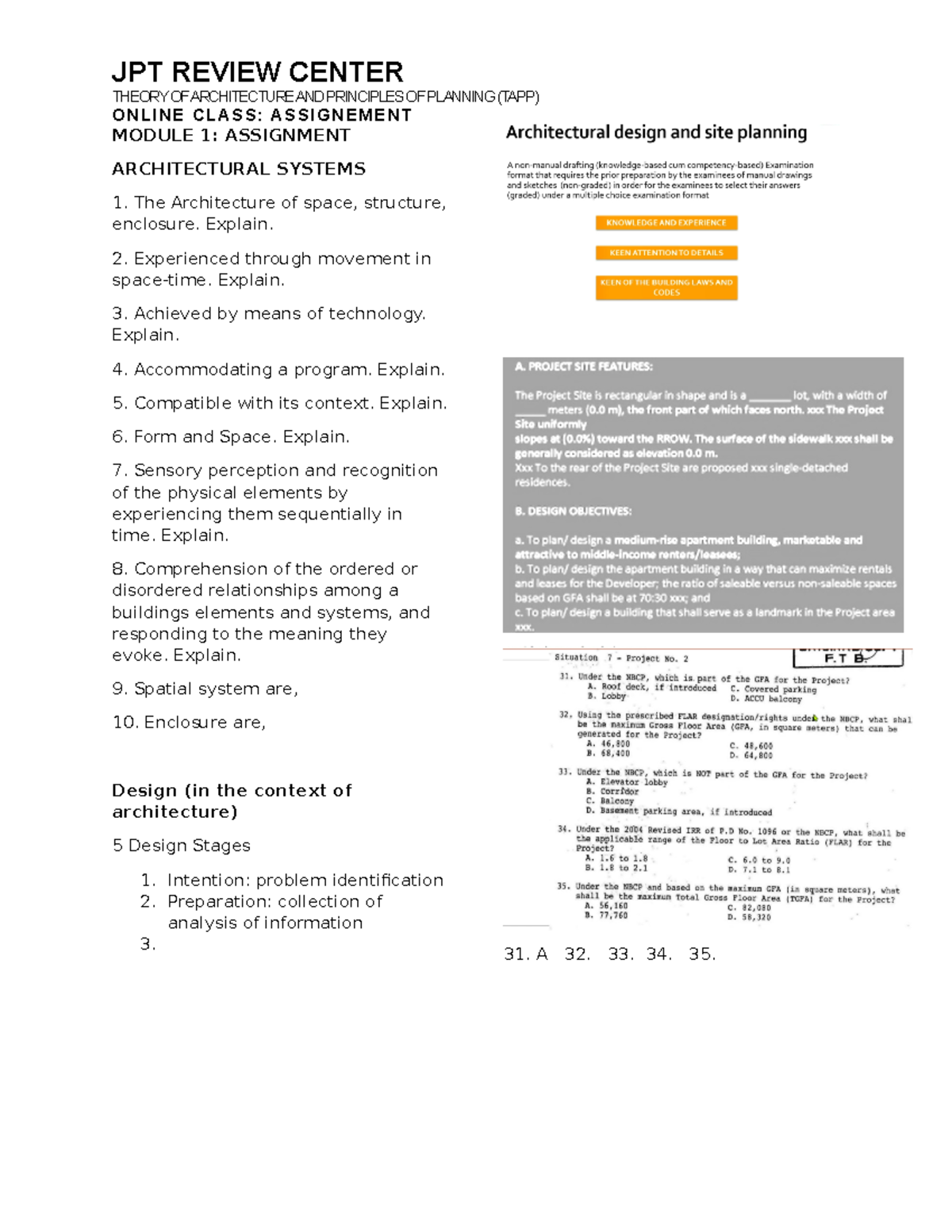 TOA Notes - THEORY OFARCHITECTUREAND PRINCIPLES OF PLANNING (TAPP ...