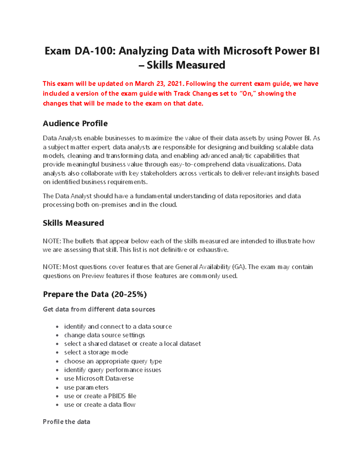 Exam-da-100-analyzing-data-with-microsoft-power-bi-skills-measured ...