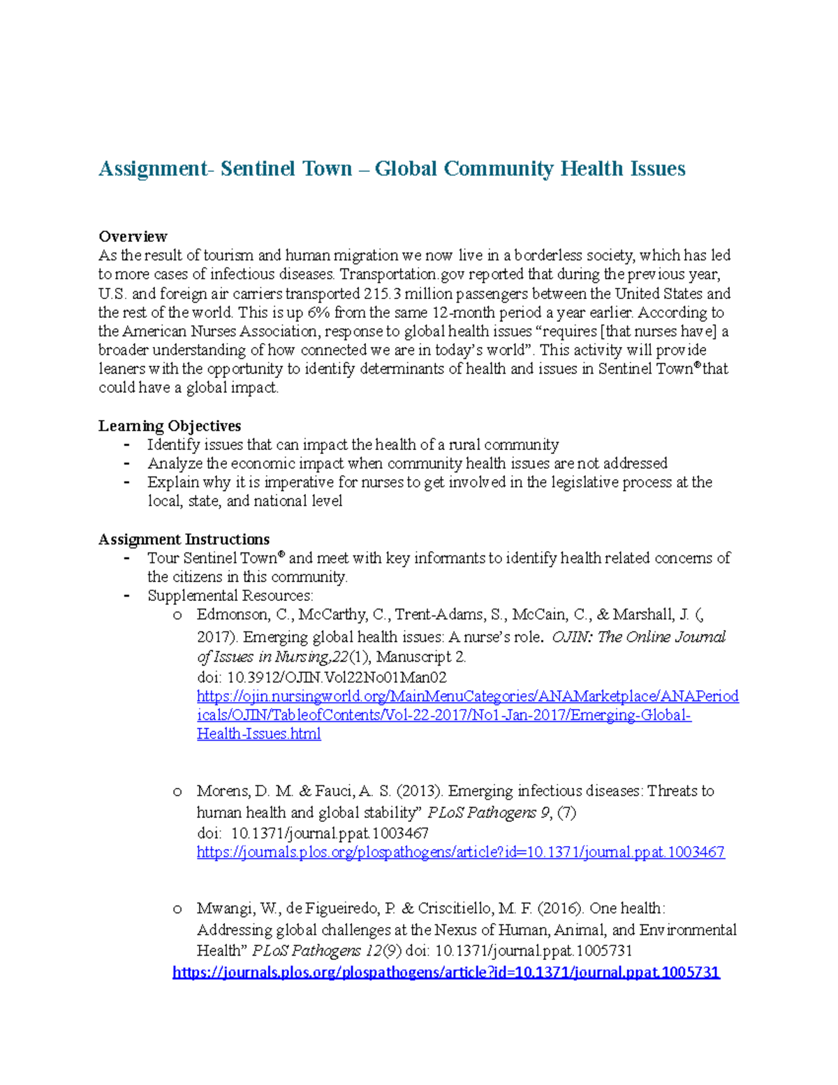 V-Sim 6-Sentinel Town - Assignment- Sentinel Town – Global Community ...