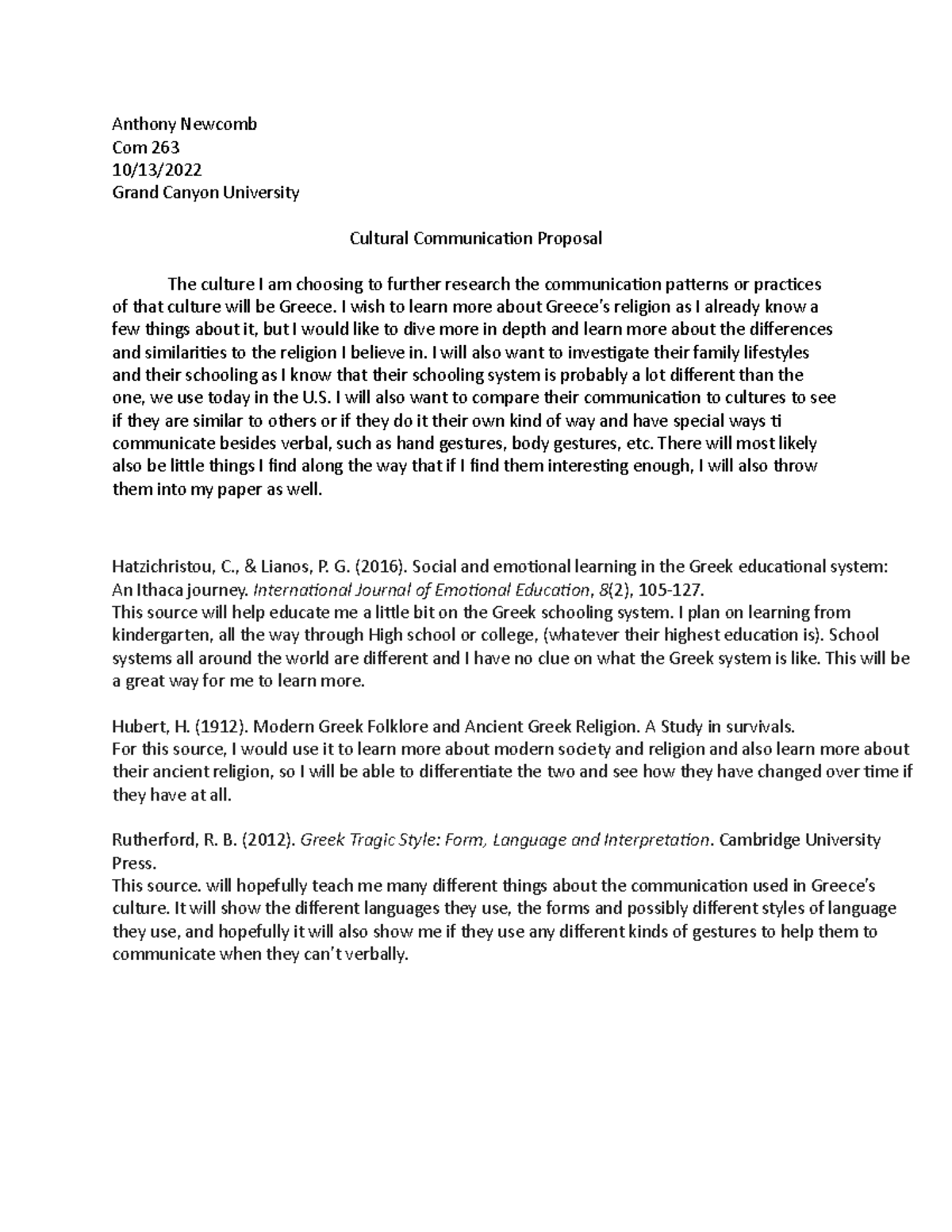 Cultural com. proposal - Anthony Newcomb Com 263 10/13/ Grand Canyon ...