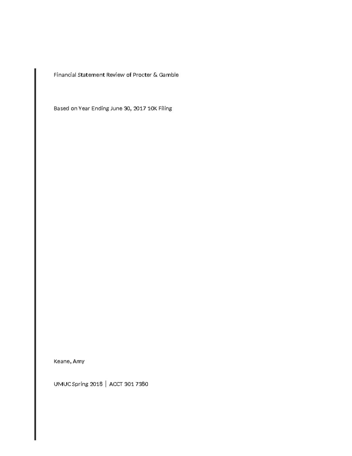 Proctor & Gamble Paper - assignment - Financial Statement Review of ...