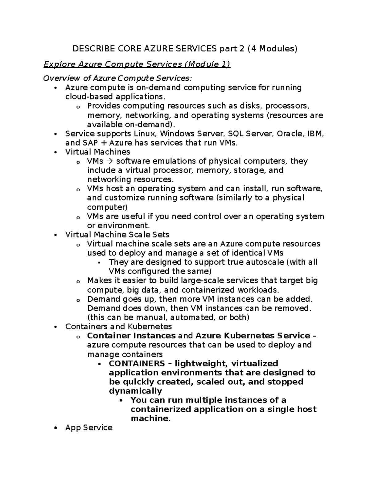 Part 2 - Explore Azure Computer Services p1 - DESCRIBE CORE AZURE SERVICES part 2 (4 Modules ...