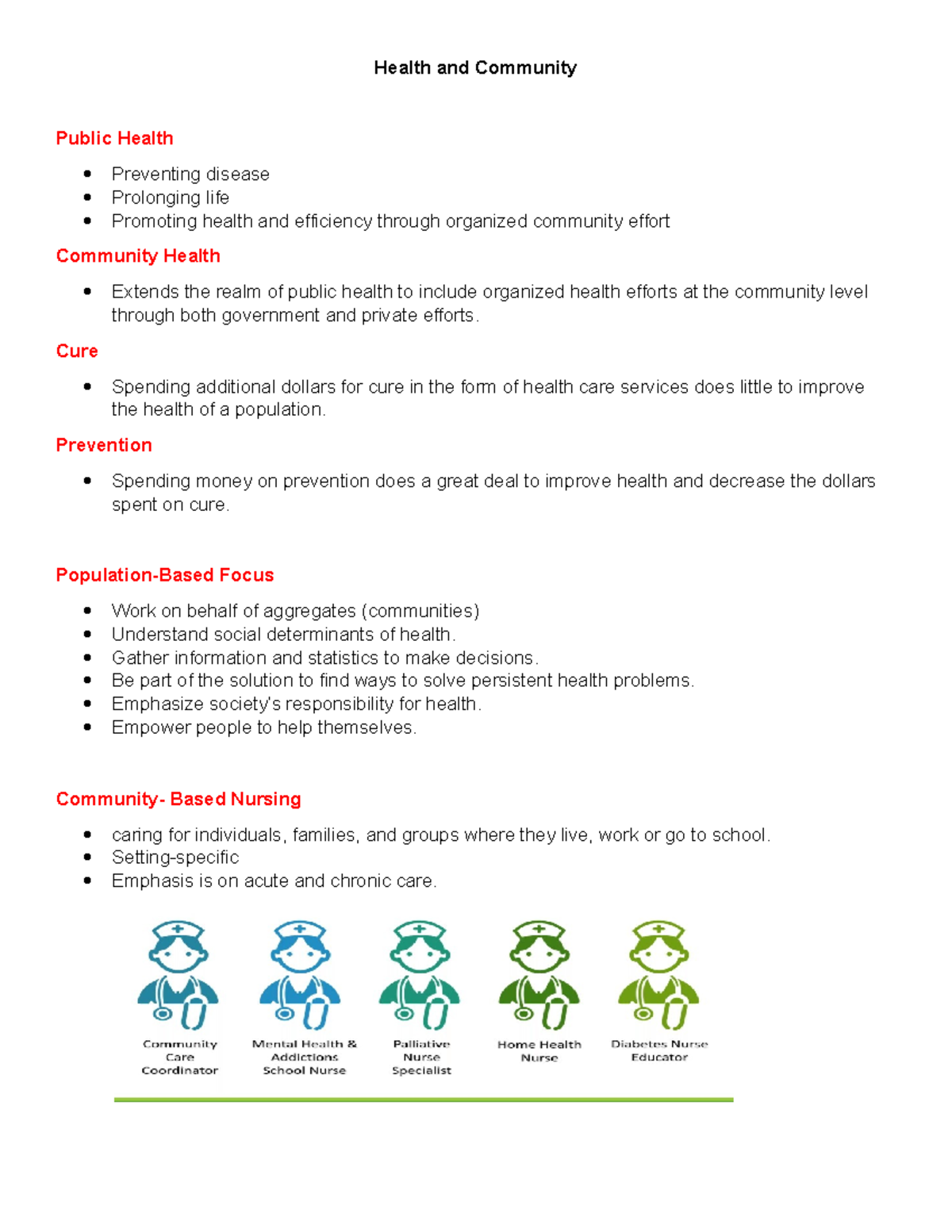 Chapter 1- Health and Community - Health and Community Public Health ...