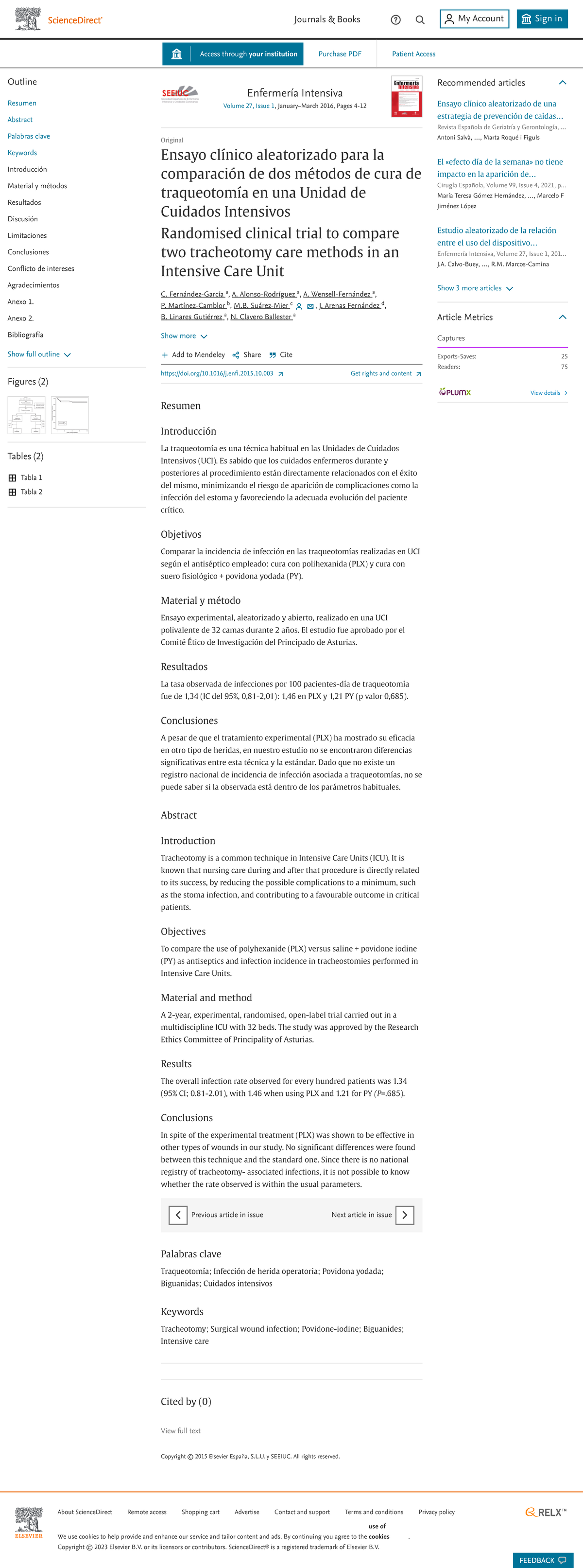 MBE Articulo - Previous article in issue Next article in issue Enfermería Intensiva Volume 27 ...