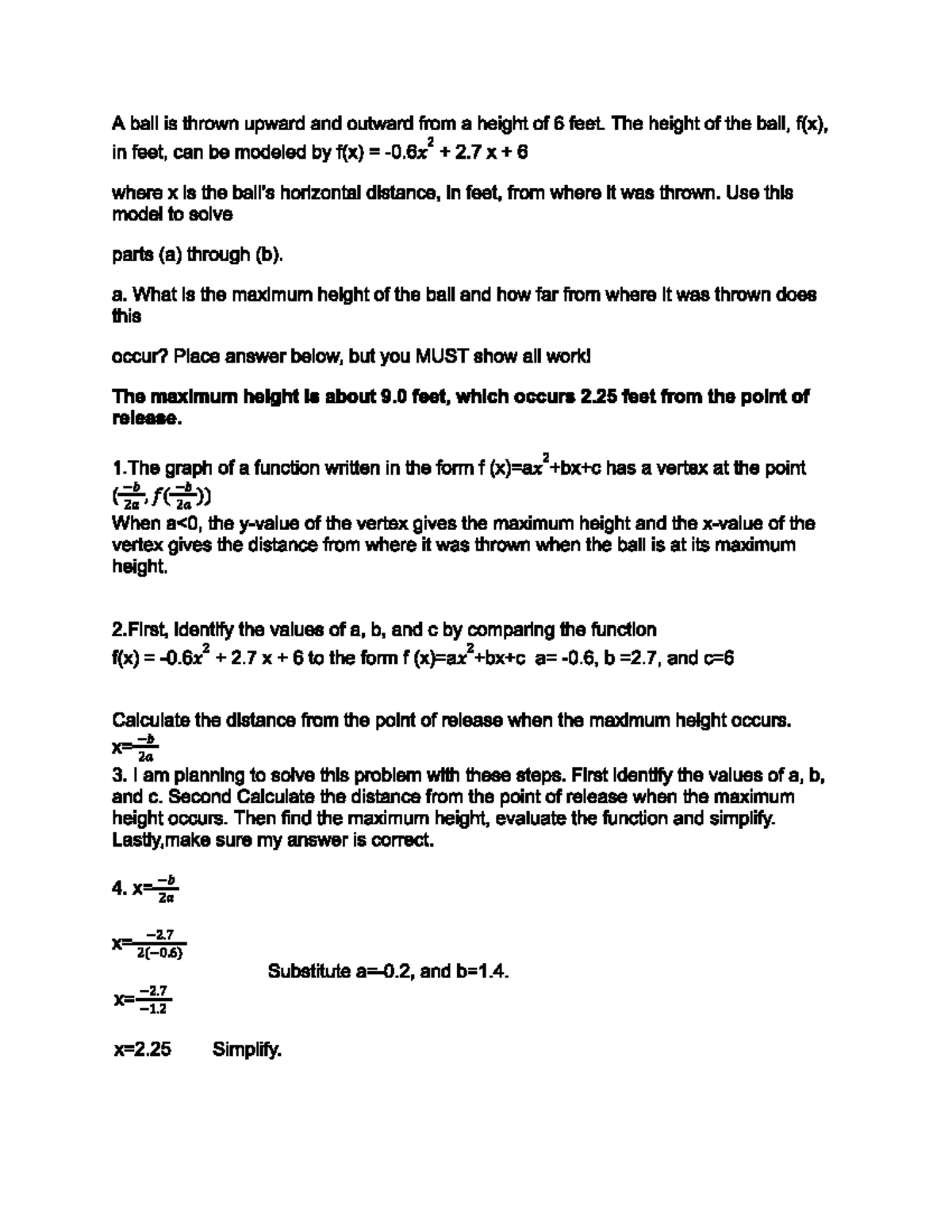 Quadratic Equation Project - MTH 100 - Studocu