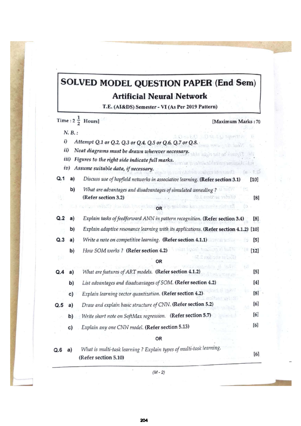 Ann question paper - Artificial Intelligence and Data Science - Studocu