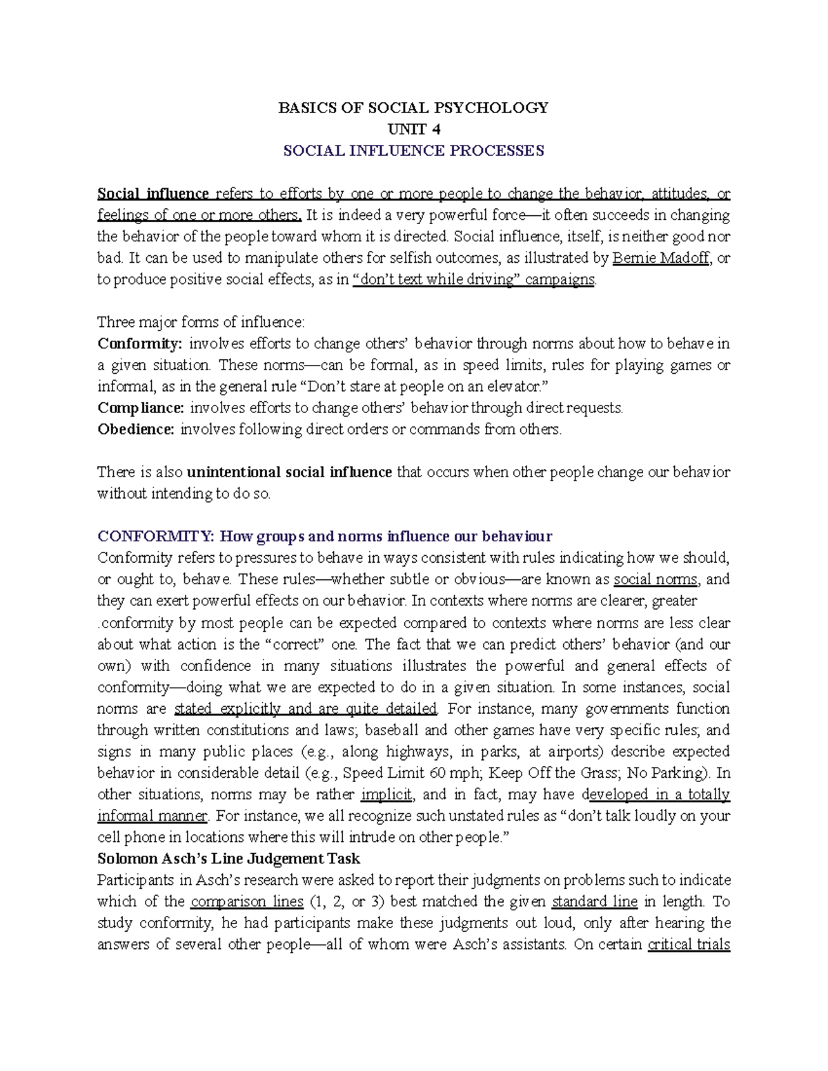 Unit 4 basics of social psychology - BASICS OF SOCIAL PSYCHOLOGY UNIT 4 ...