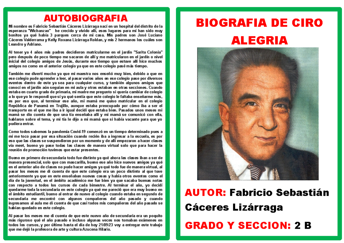 Historieta final de Ciro Alegria - Mi nombre es Fabricio Sebastián ...