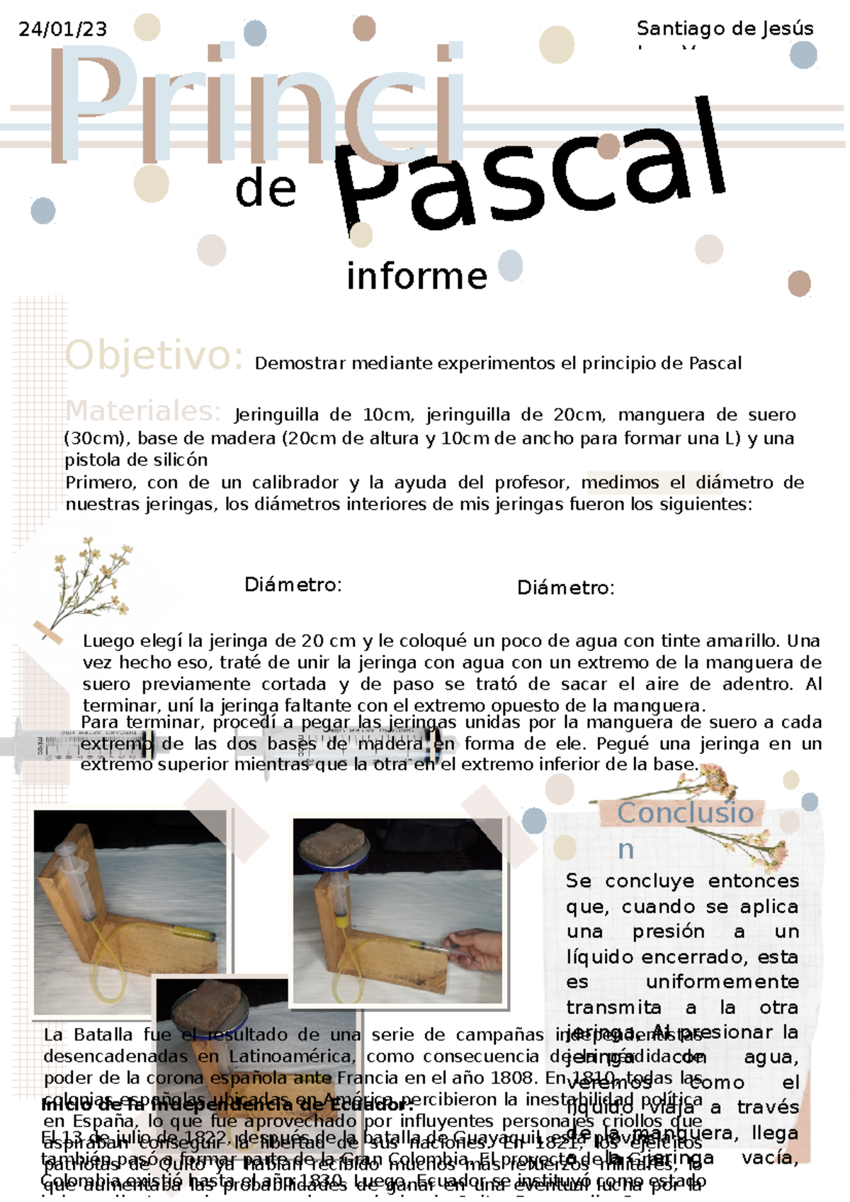 Principio de Pascal - Sistema de Jeringas - PrinciPrinci Santiago de ...