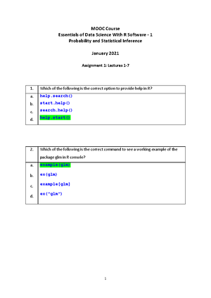 Assignment 4 L20-25 2021 - MOOC Course Essentials of Data Science With ...