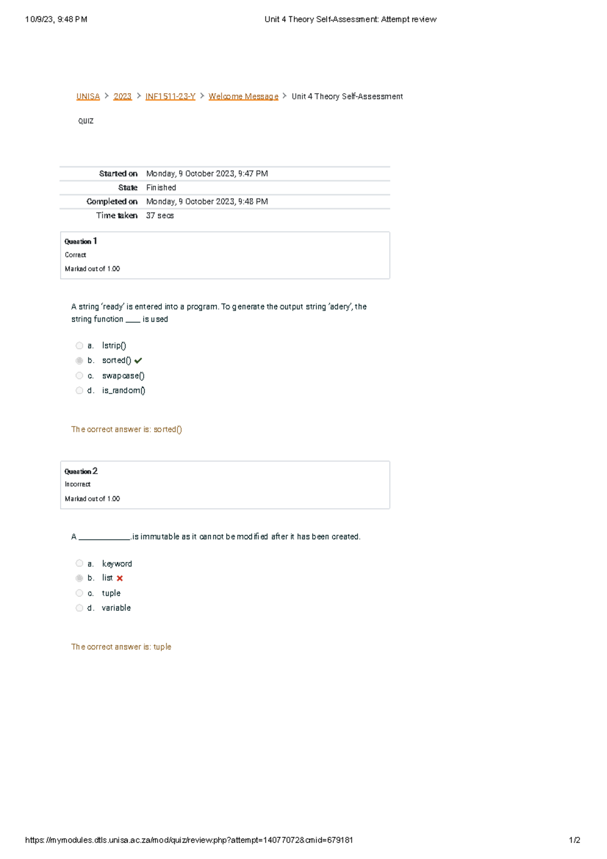 Unit 4 Theory Self-Assessment Attempt review 2 - 10/9/23, 9:48 PM Unit ...