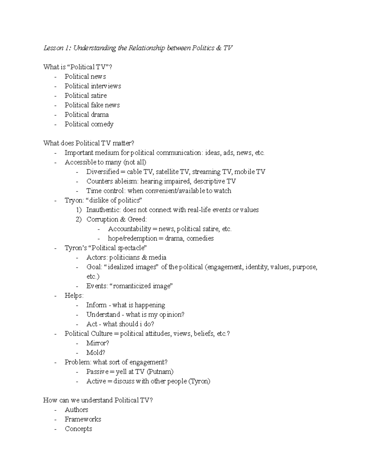 Polisci 2144 Midterm - lec 1 - Lesson 1: Understanding the Relationship ...