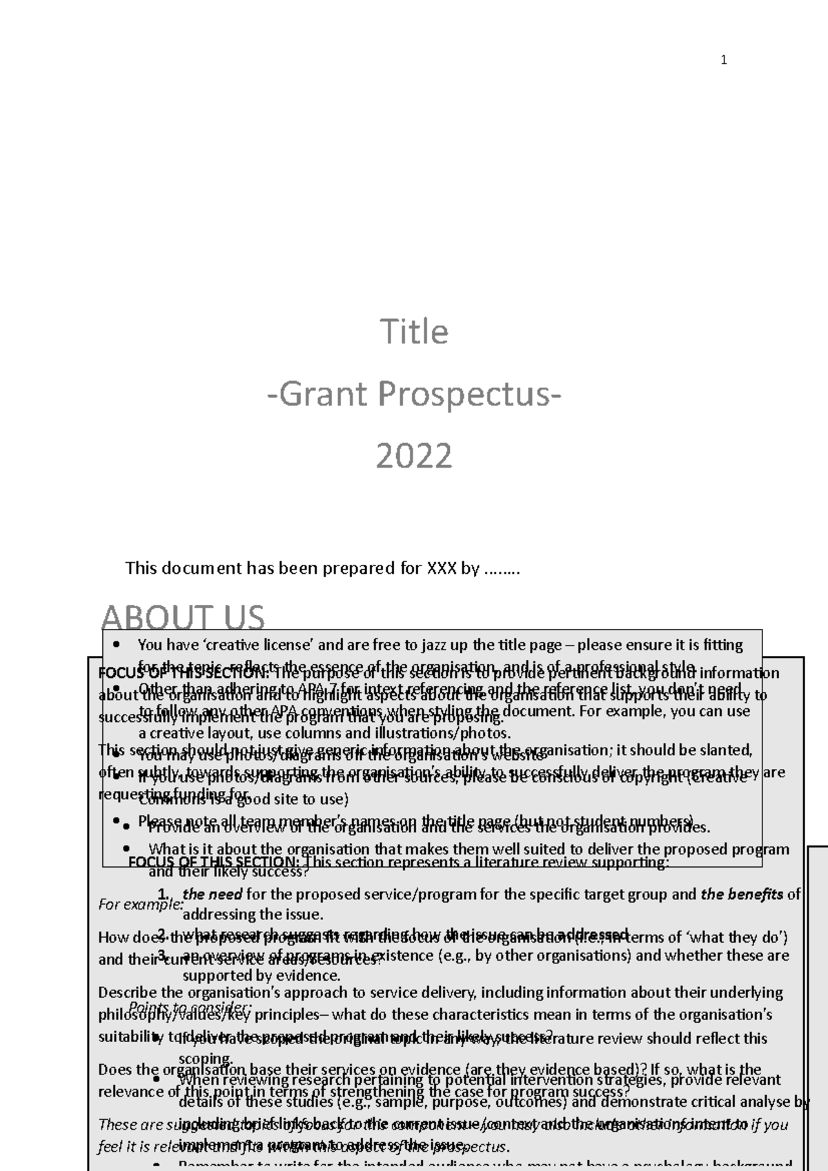 Grant Prospectus Template 2022 ASS - Title -Grant Prospectus- 2022 This ...