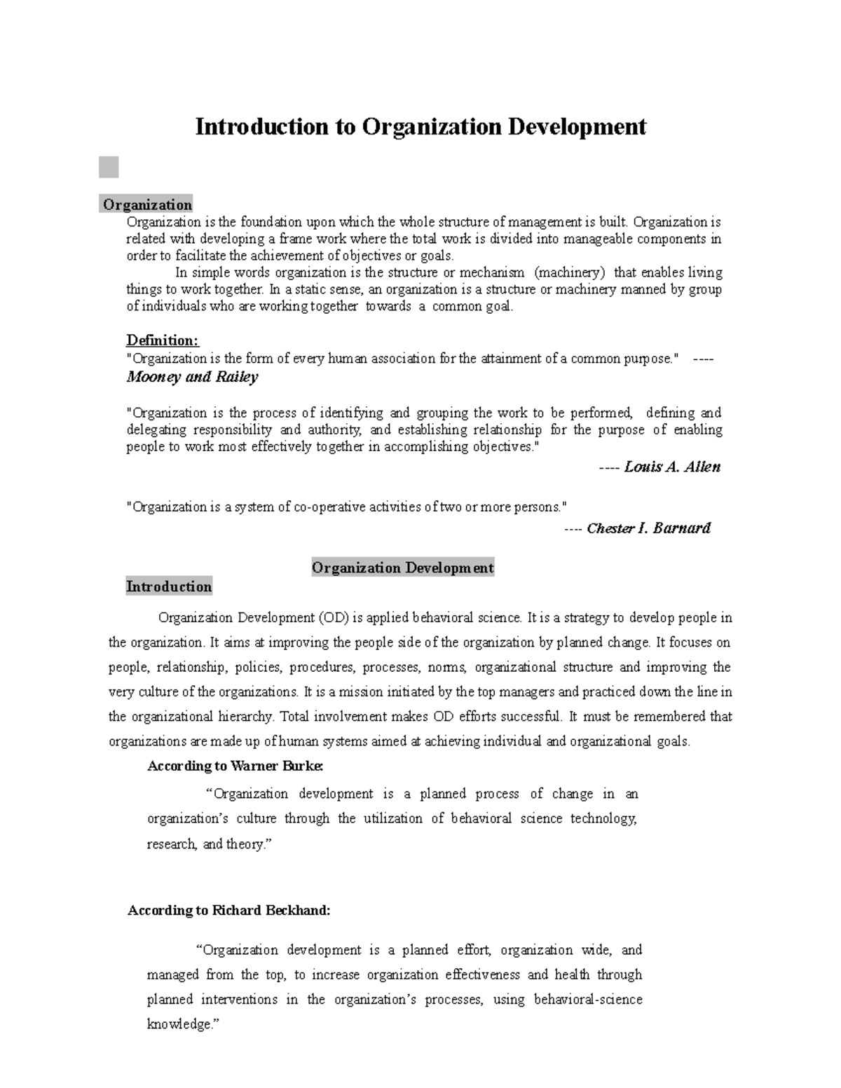 Introduction to Organization Development - Introduction to Organization ...