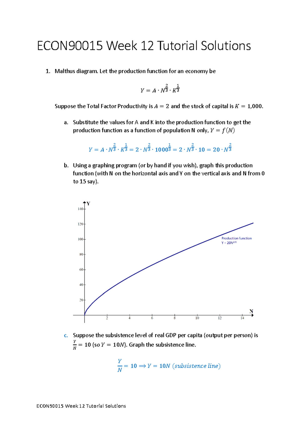 ECON90015 Week 12 Tutorial Solutions - ECON90015 Week 12 Tutorial ...