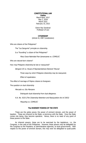 Mod 1 - notes - I. CONSTITUTIONAL PROVISIONS Article V, 1987 ...