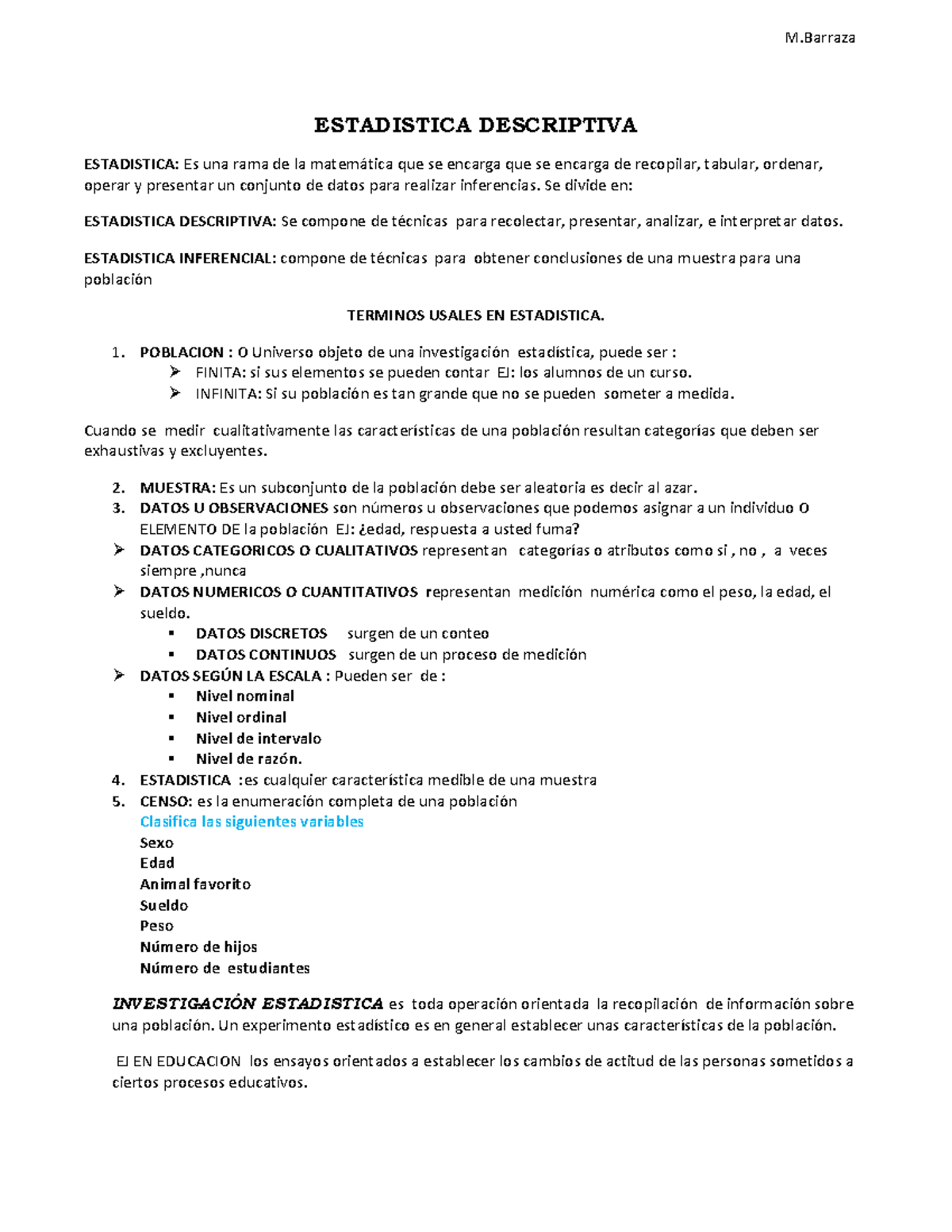1. Generalidades DE LA Estadistica pdf - Warning: TT: undefined function: 32 ESTADISTICA ...