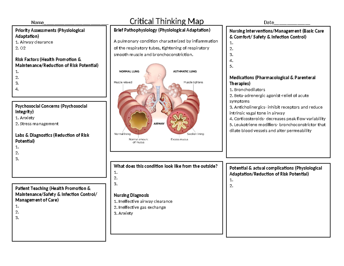 Asthma CT Map - patho - Name_________________________ Critical Thinking Map Date ...