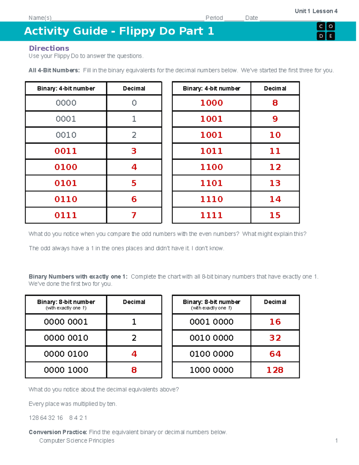 Activity Guide - Flippy Do Pt 1 - Unit 1 Lesson 4 - Unit 1 Lesson 4 - Studocu