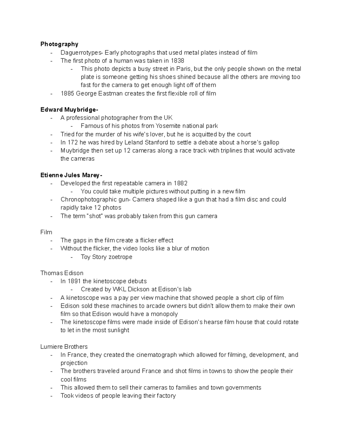 Film history notes - Photography - Daguerrotypes- Early photographs ...