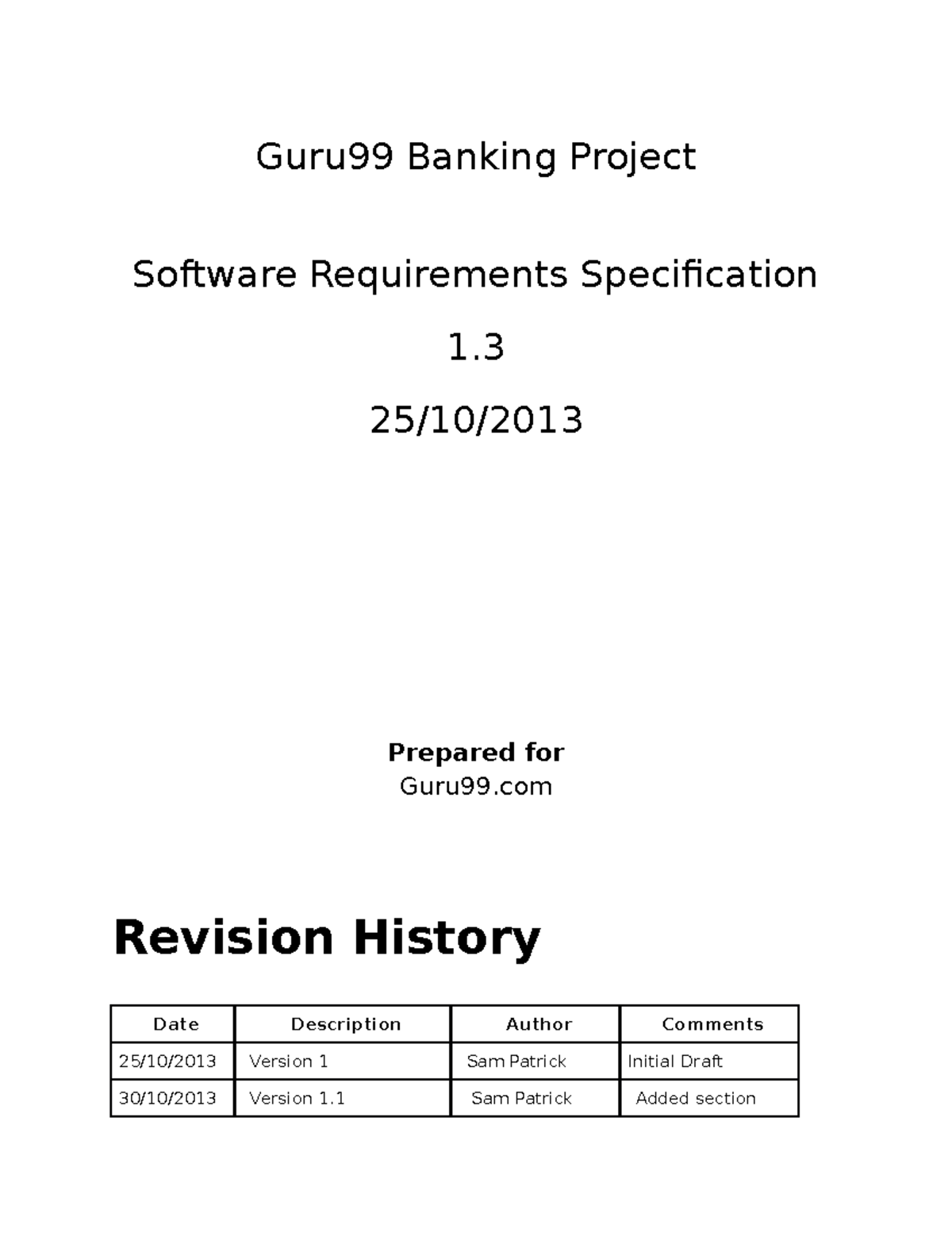 SRSV1 - Software Requirement Specification - Guru99 Banking Project ...