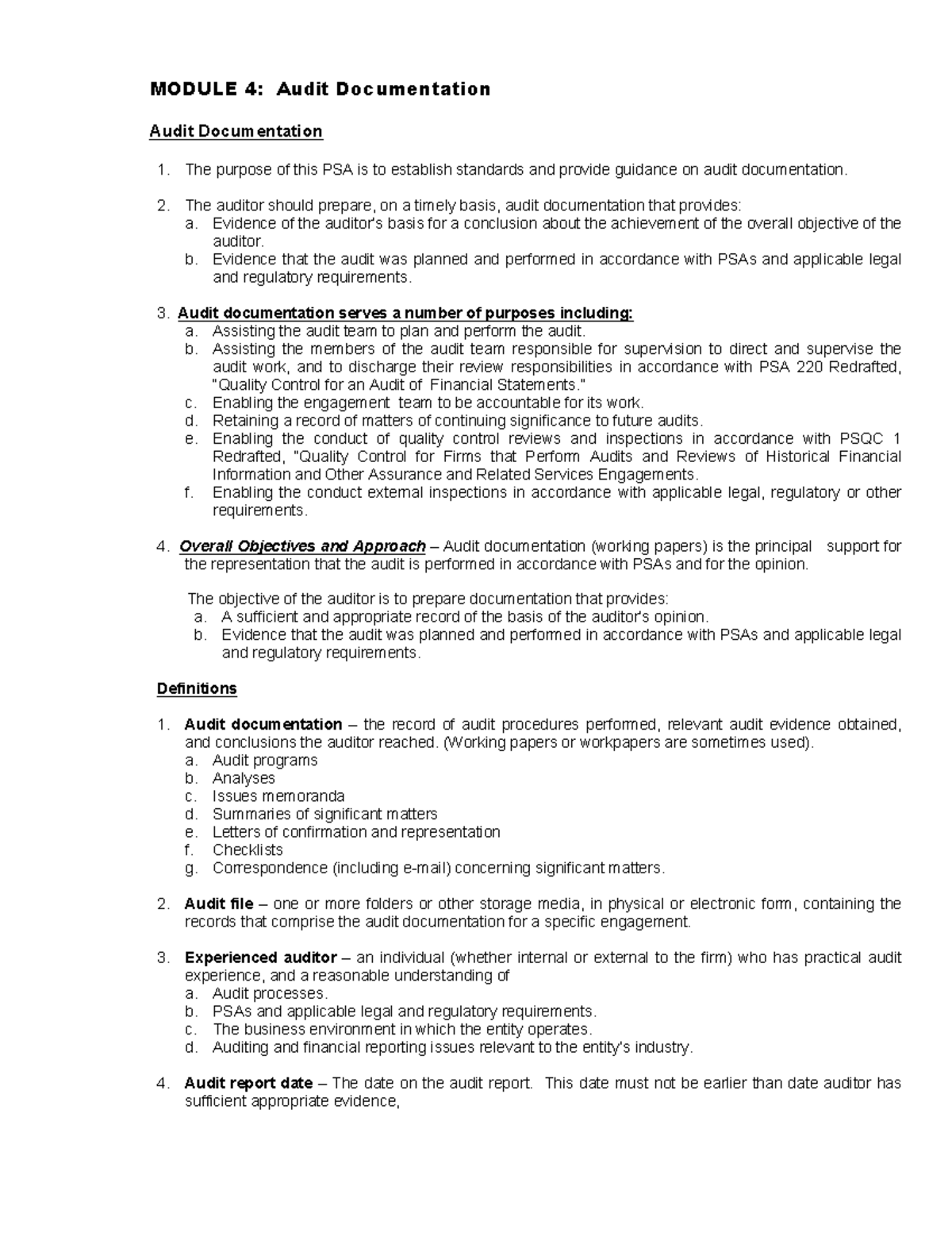 Module 4 Audit Documentation - MODULE 4: Audit Documentation Audit ...
