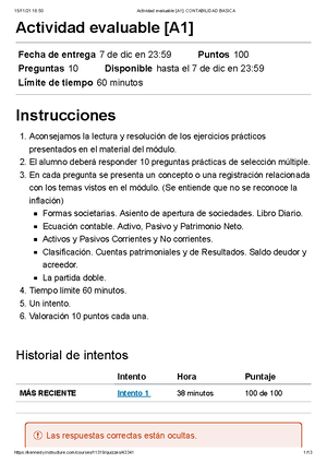 A1 Evaluable Contabilidad - Contabilidad Básica Actividad Evaluable Profesionalizarte 1 Fecha de ...
