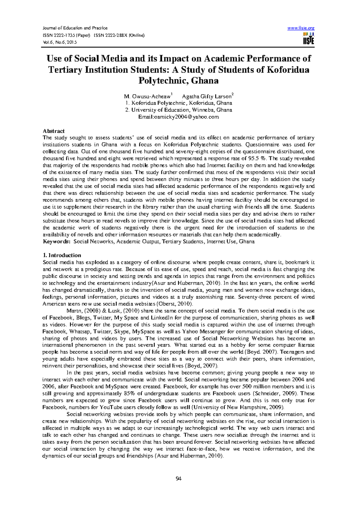 Research preferences (1) - ISSN 2222-1735 (Paper) ISSN 2222-288X ...