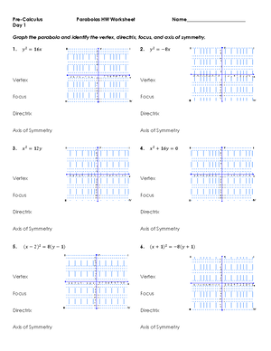 Hyperbolas worksheet pdf - Hyperbolas Day 2 Worksheet Name