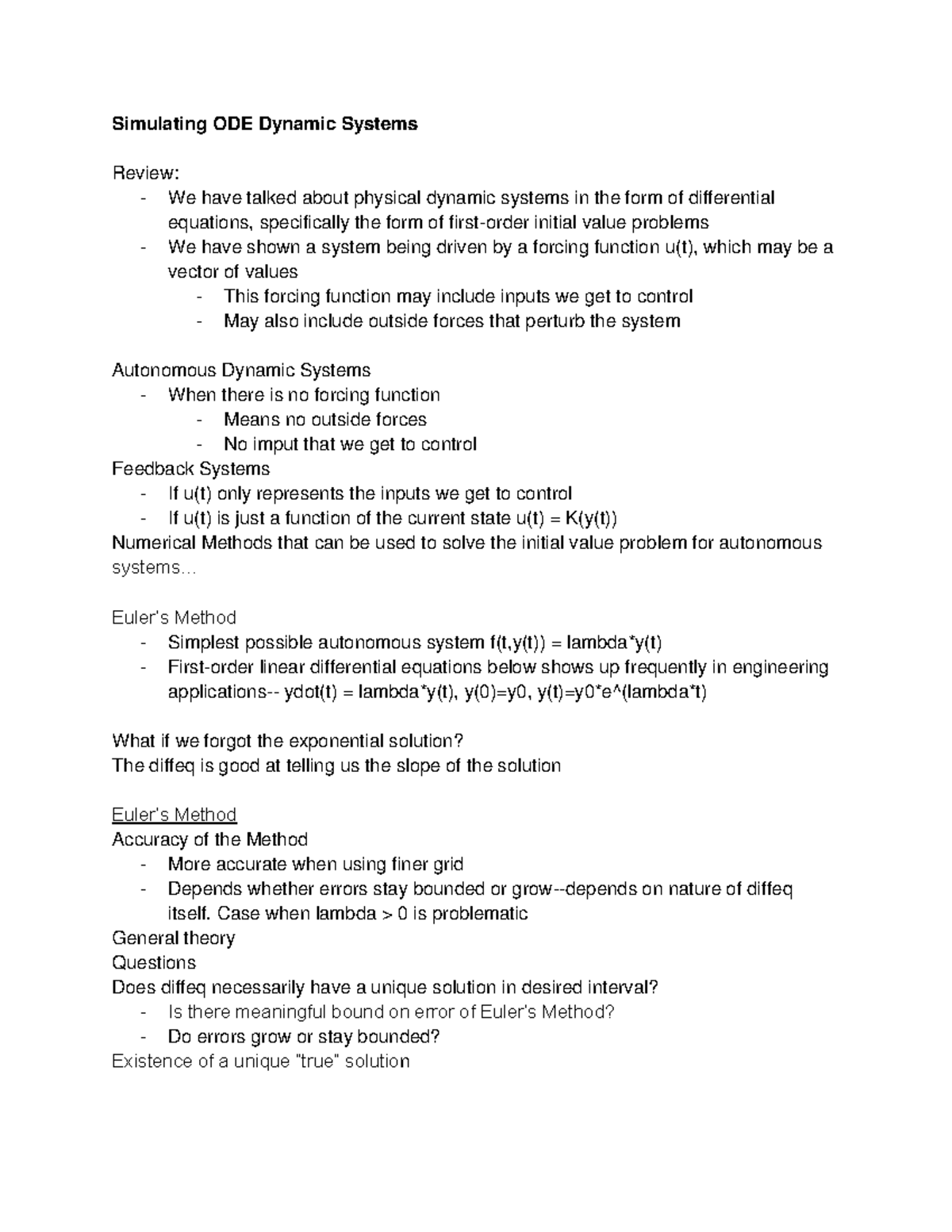 Simulating ODE Dynamic Systems Notes - Simulating ODE Dynamic Systems ...