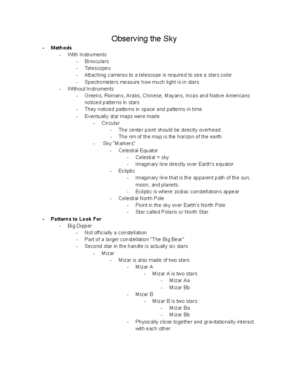 Notes on Observing the Sky - Observing the Sky Methods With Instruments ...