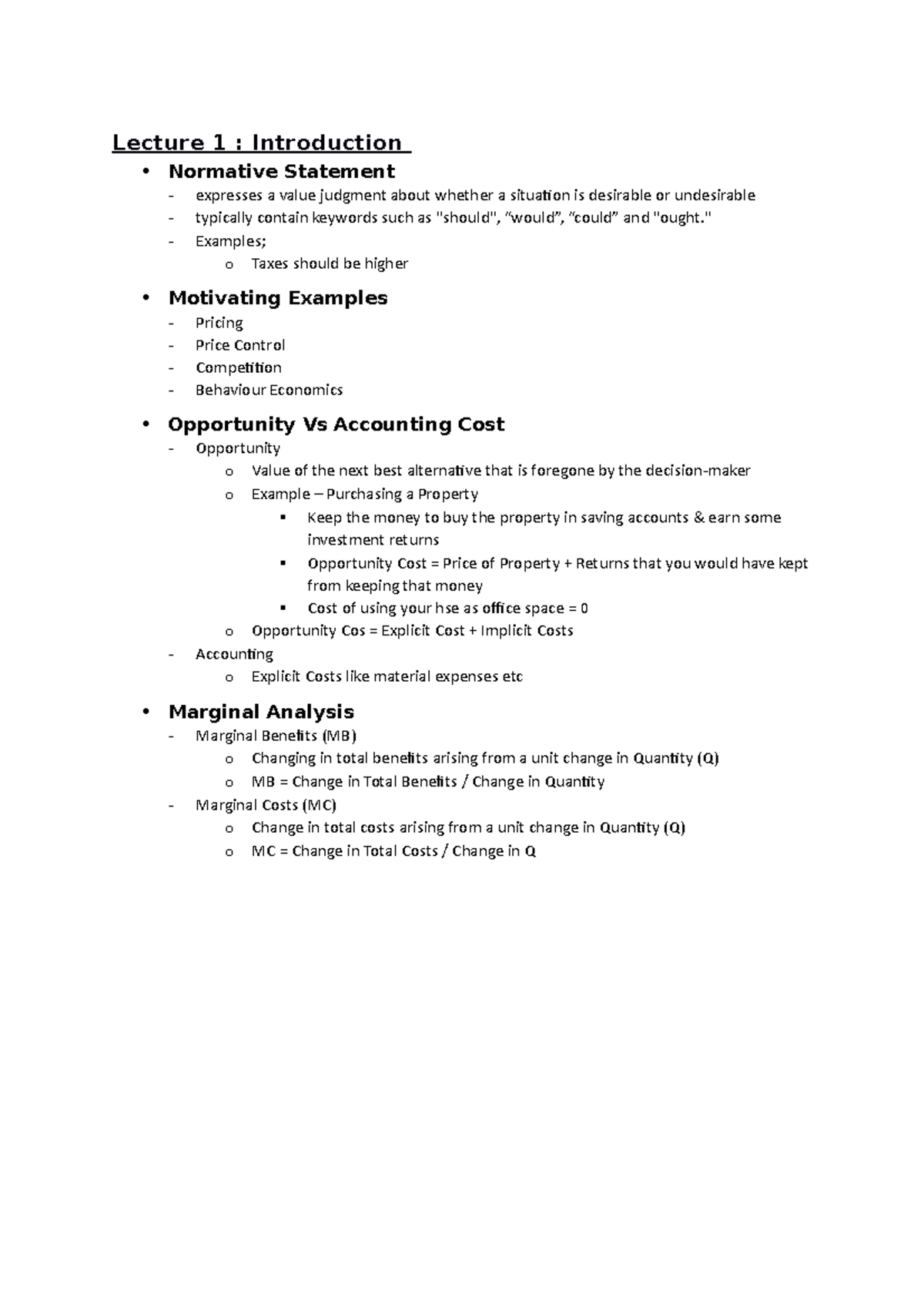 FULL EXAM NOTES (ALL LECTURES & EXAMPLES) - Lecture 1 : Introduction ...