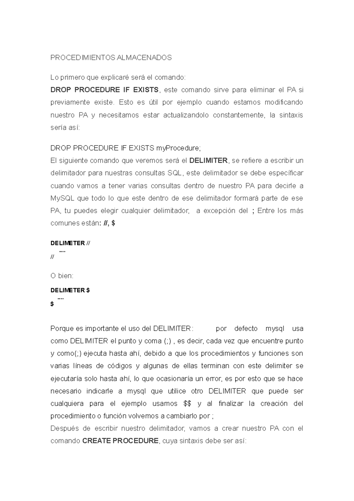 Como hacer un Procedimiento Almacenado - PROCEDIMIENTOS ALMACENADOS Lo ...