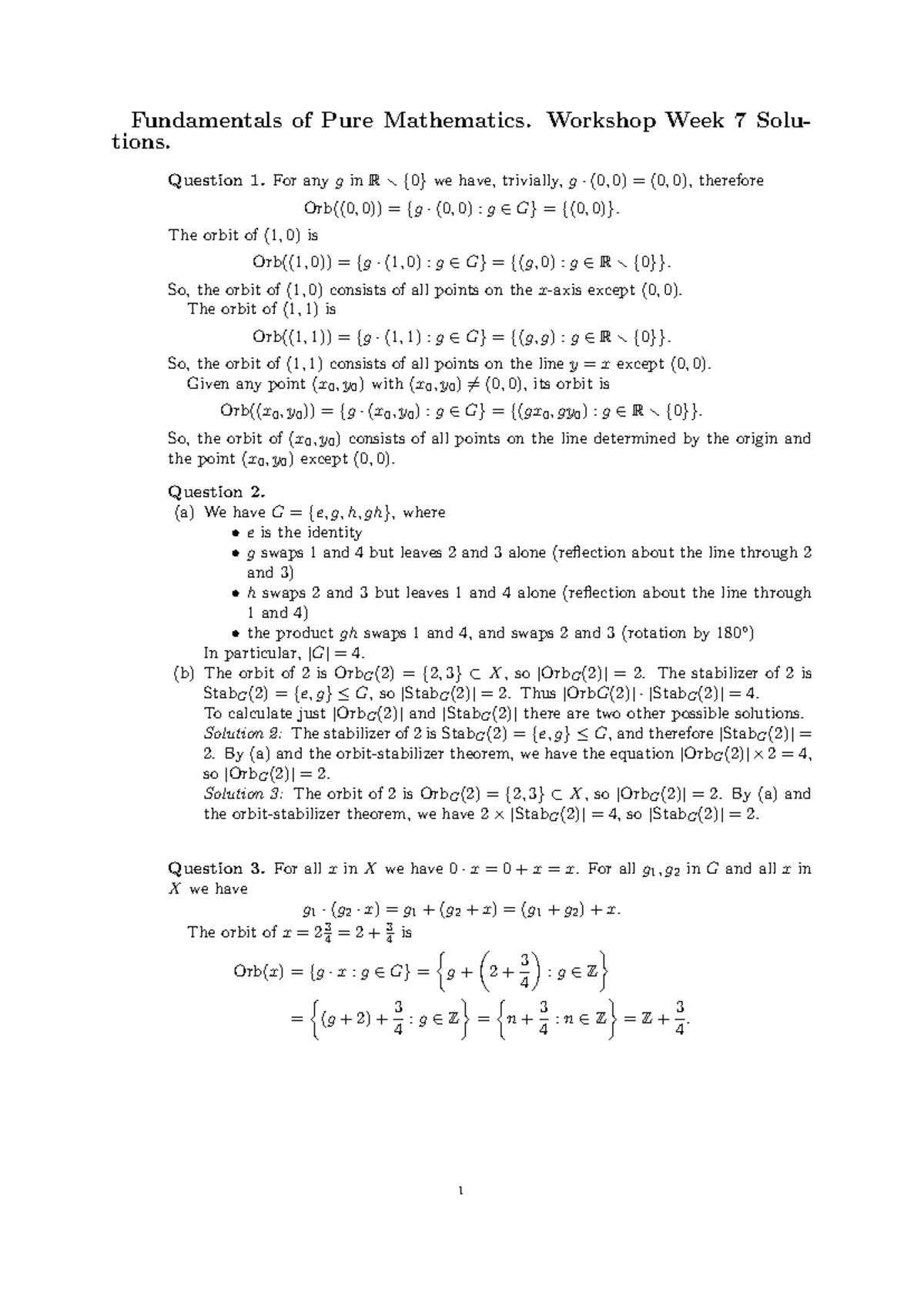 FPM workshop 7 Solutions - Fundamentals of Pure Mathematics. Workshop ...