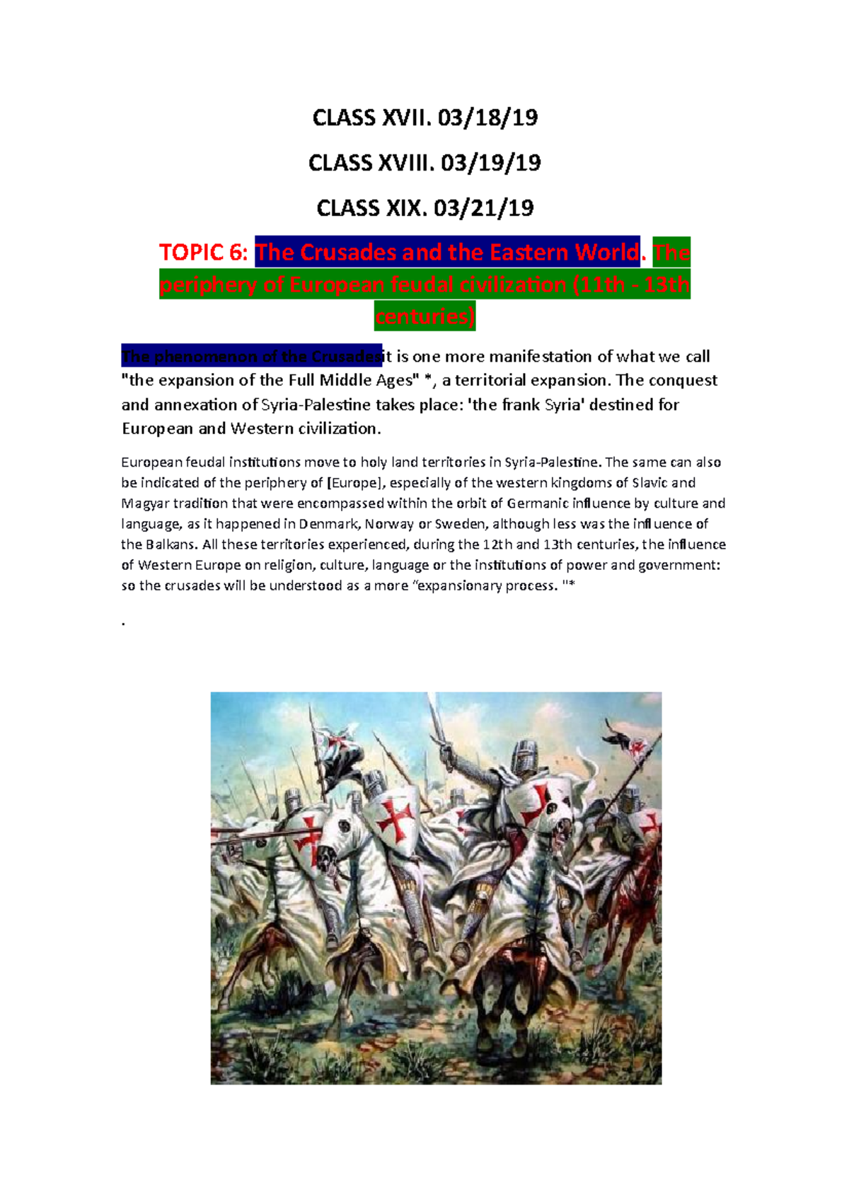 Unit 7 Early World History - CLASS XVII. 03/18/ CLASS XVIII. 03/19 ...