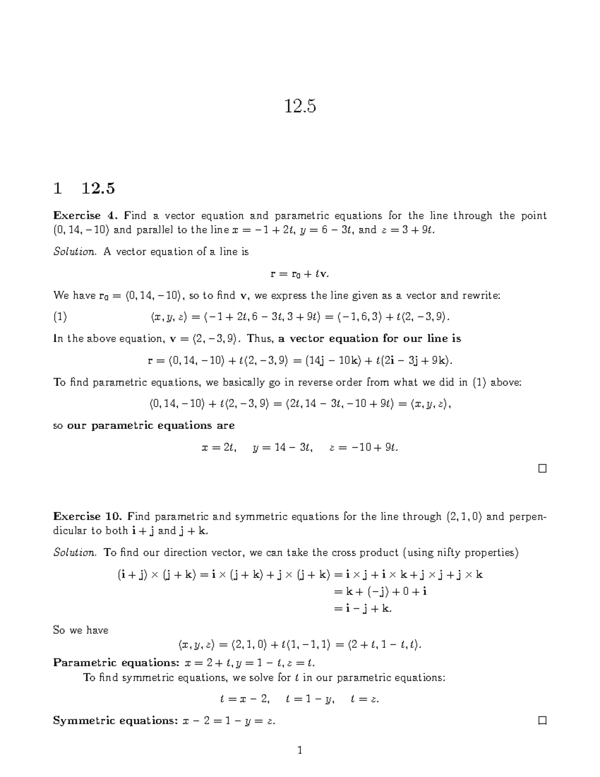 12 - Zalik Examples Worked Through - 12. 1 12. Exercise 4. Find a ...