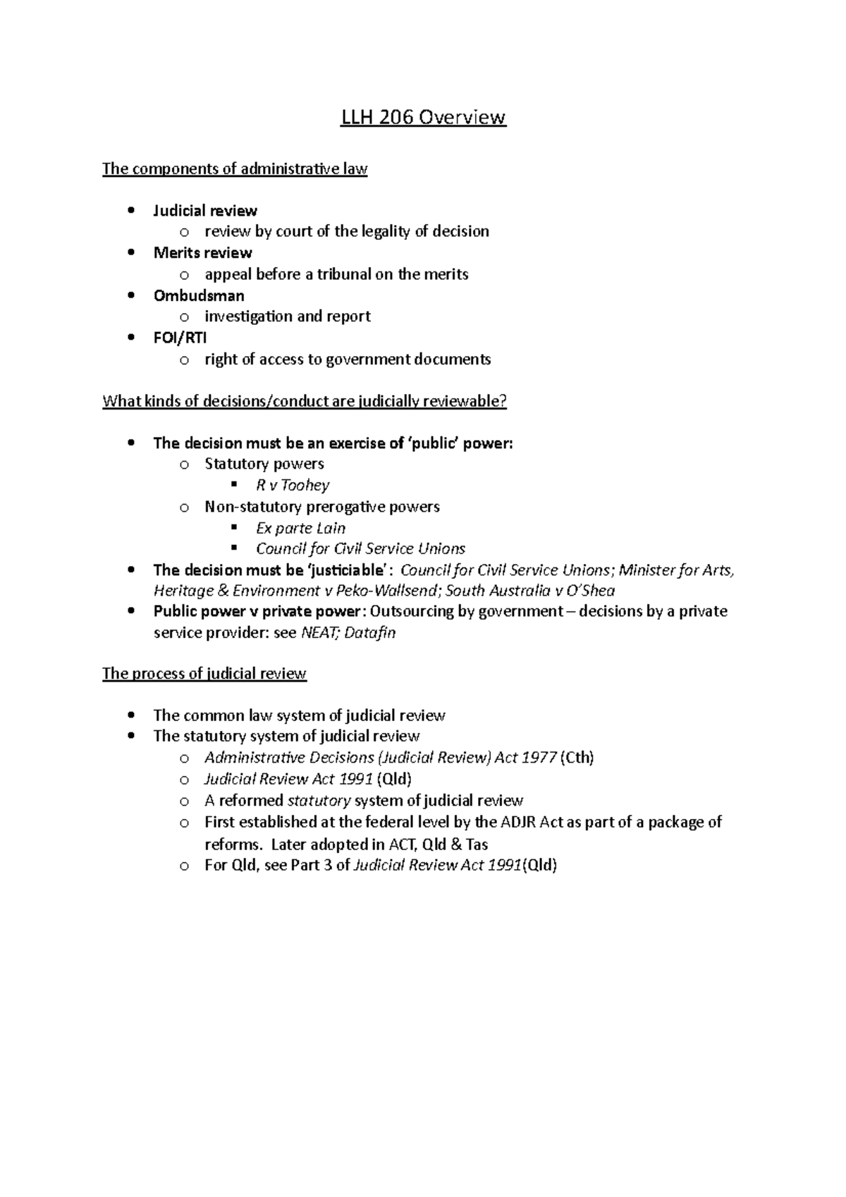 LLH 206 Overview of semester - LLH206 - QUT - Studocu