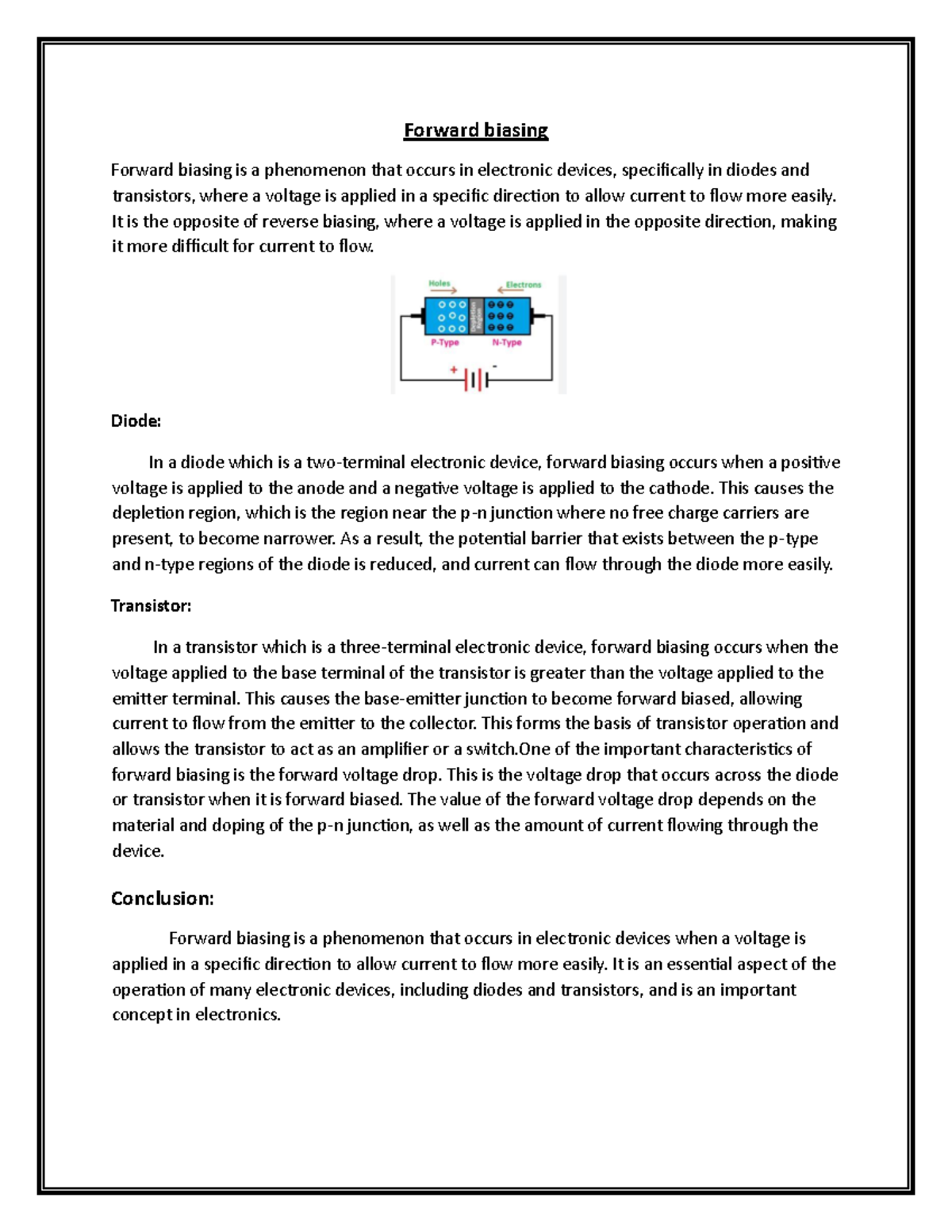 Fast - Forward biasing Forward biasing is a phenomenon that occurs in ...