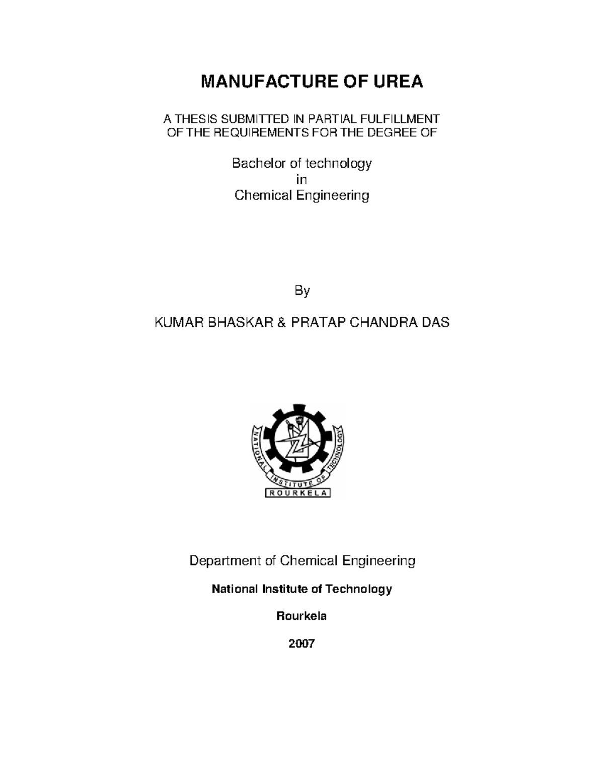 Manufacture of Urea - Urea is in many ways the most convenient form for ...