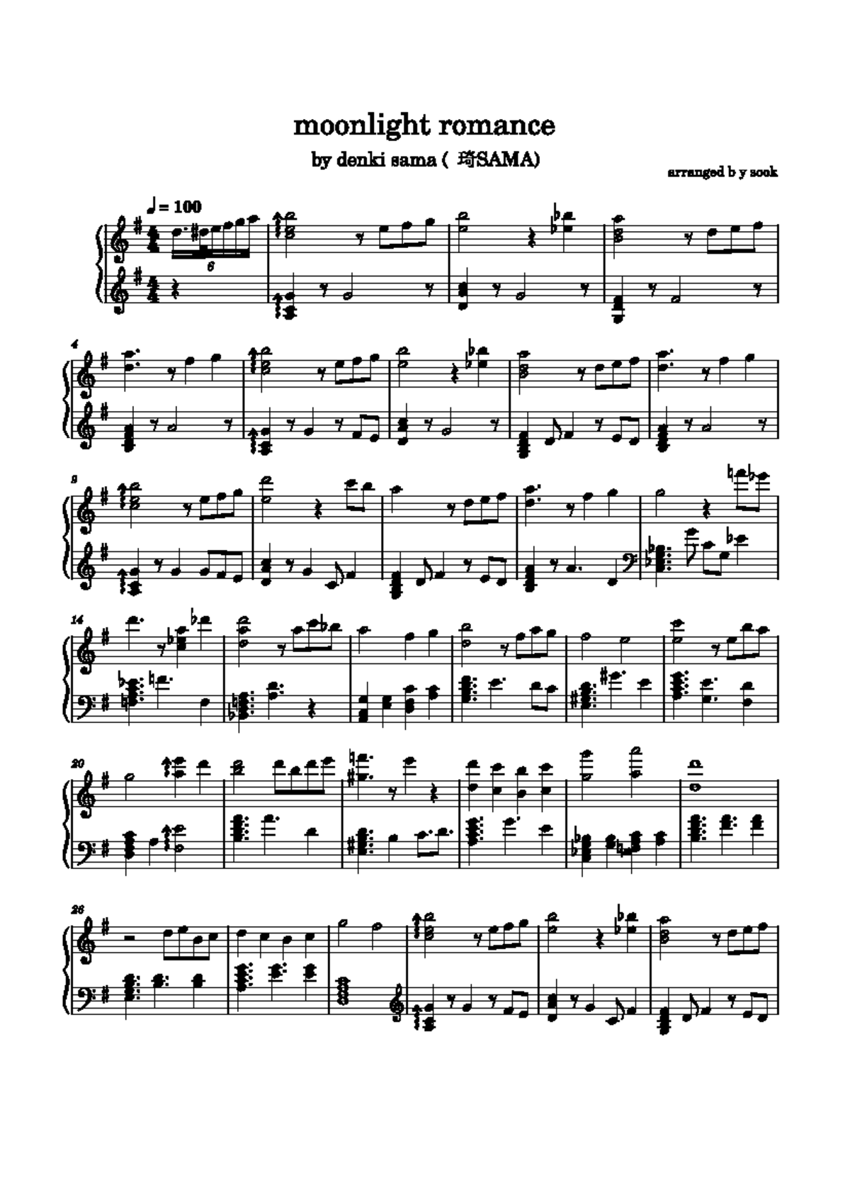 Moonlight romance sheet - Music Sheet - Studocu