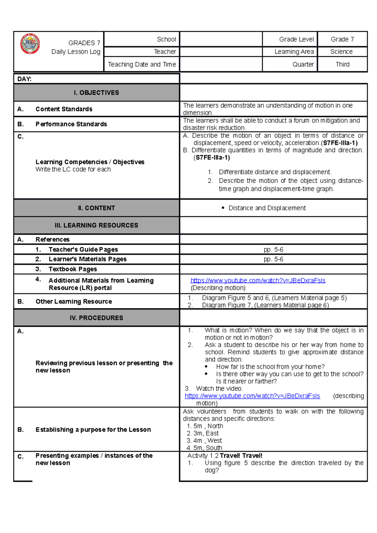 DLL Template G7 Q3 lesson 2 - GRADES 7 School Grade Level Grade 7 Daily ...